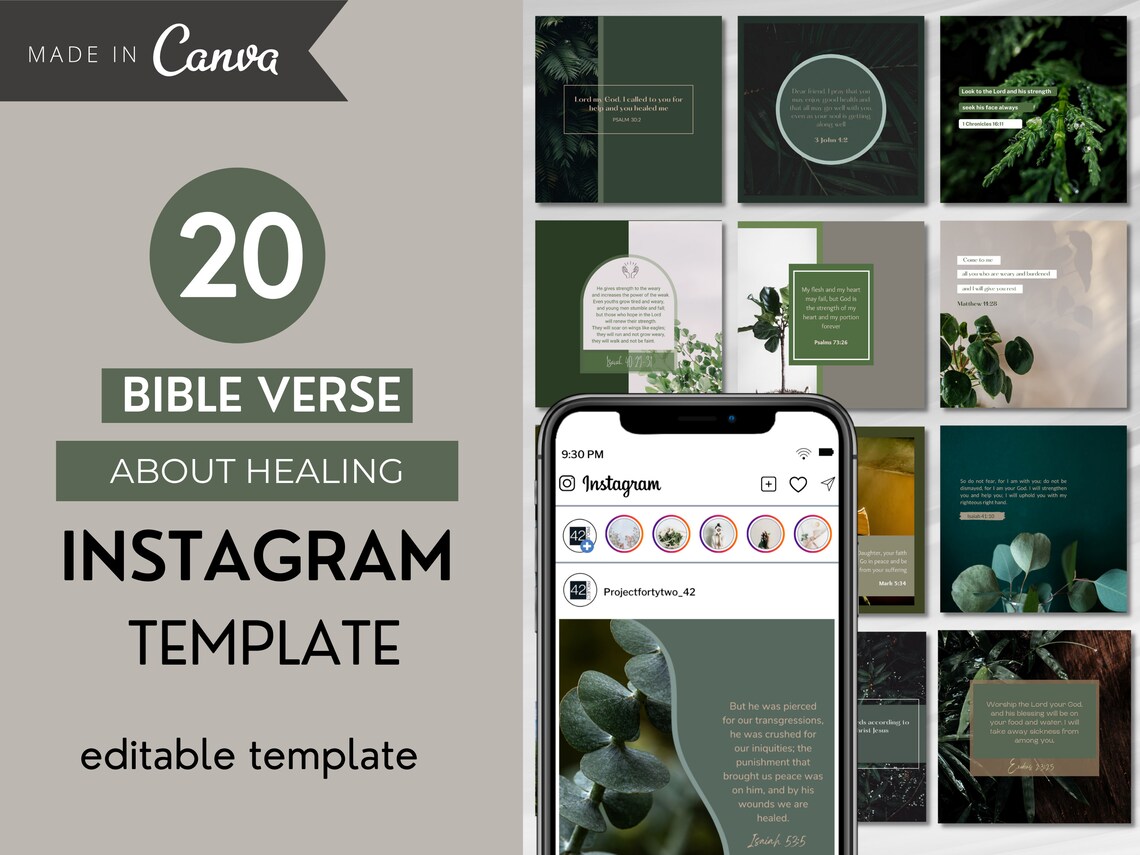 20 Bible Verse Instagram Canva Template Christian Instagram - Etsy