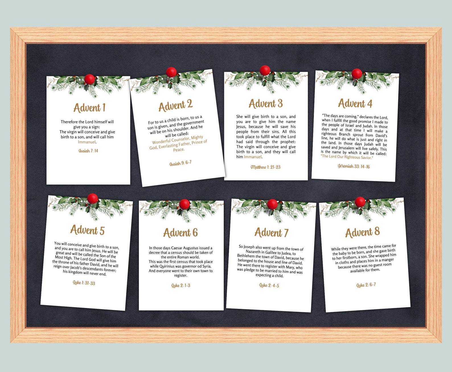 Scripture Advent Calendar for Printable, Christmas Countdown, Bible ...