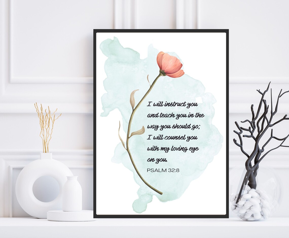 Printable Wall Art Psalms 32:8, Bible Art Print, Church Wall Decor ...