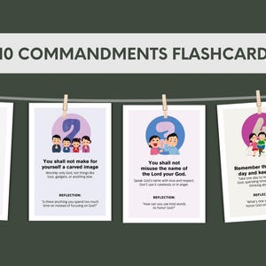 Ten Commandments Flashcards: Kids Bible Study (printable) - Etsy