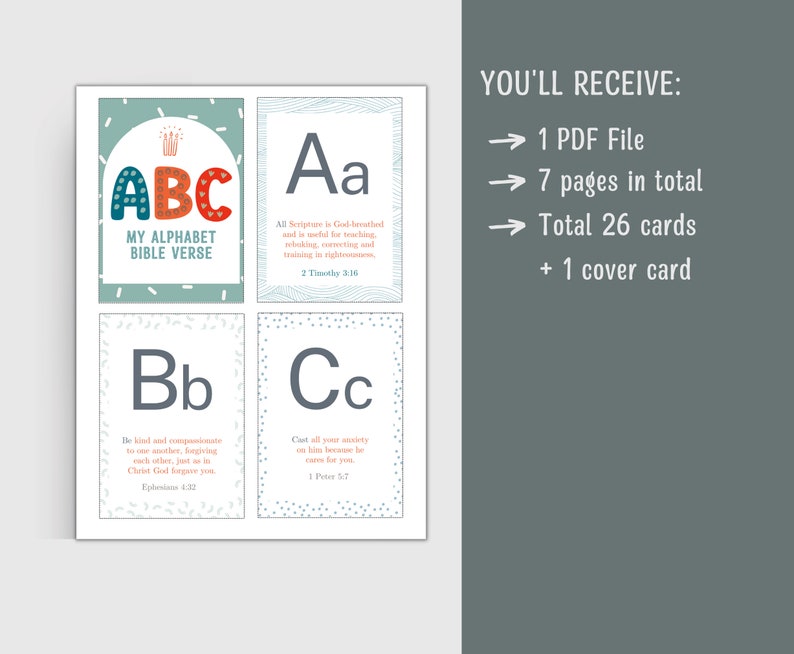 ABC Scripture Flash Cards Bible Verse Alphabet Cards Set - Etsy