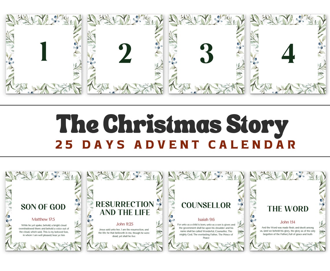 Name of Jesus Advent Calendar, Printable, Christmas Countdown, Bible ...