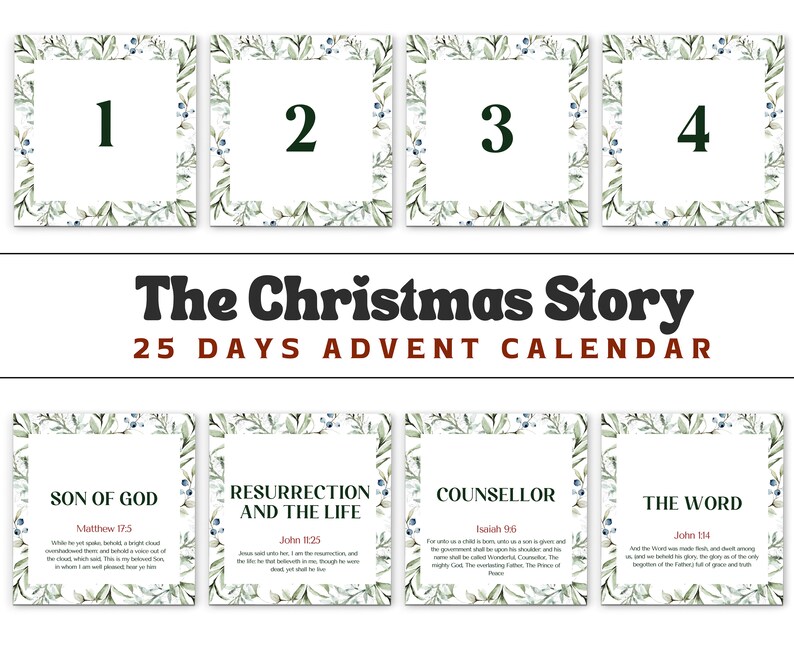 Name of Jesus Advent Calendar, Printable, Christmas Countdown, Bible ...