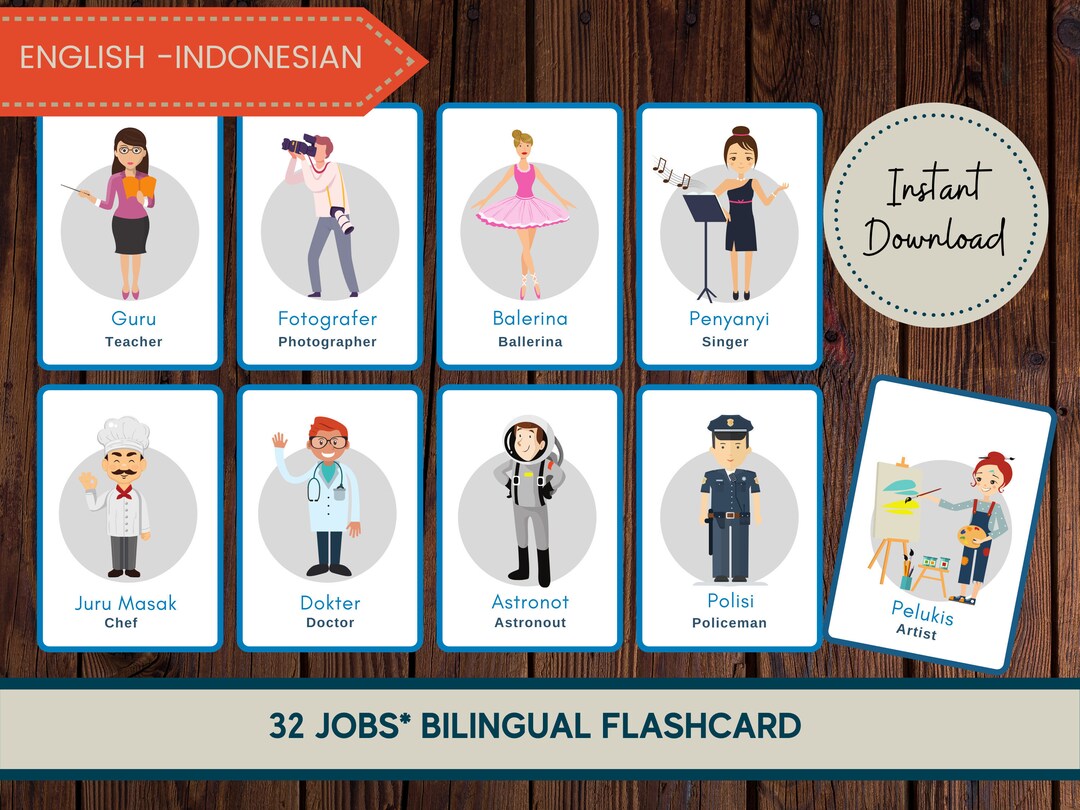 Indonesian Flashcards, Indonesian Printable, Learning Indonesian ...