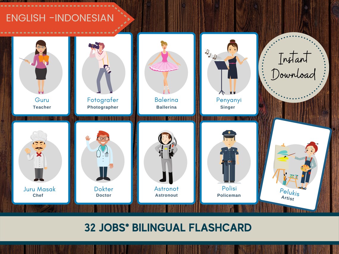 Indonesian Flashcards, Indonesian Printable, Learning Indonesian ...