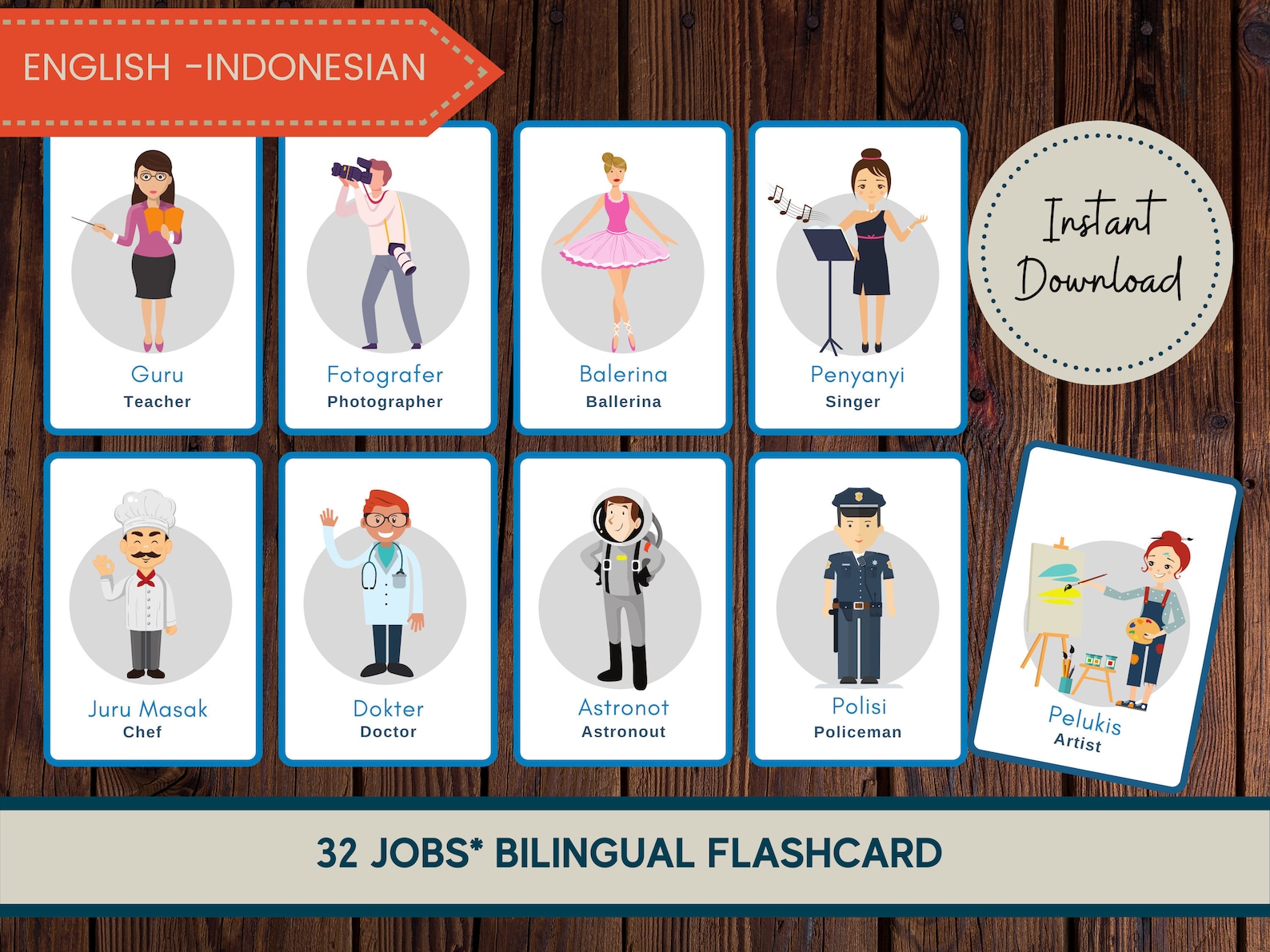 Indonesian Flashcards, Indonesian Printable, Learning Indonesian ...