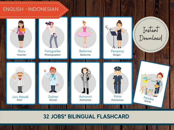 Indonesian Flashcards Indonesian Printable Learning | Etsy