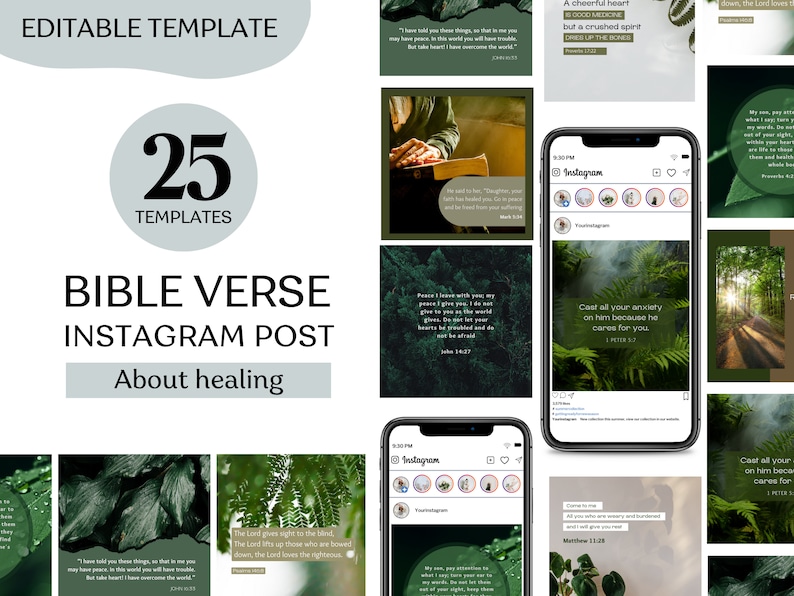 25 Bible Verse Instagram Canva Template, Christian Instagram Post ...
