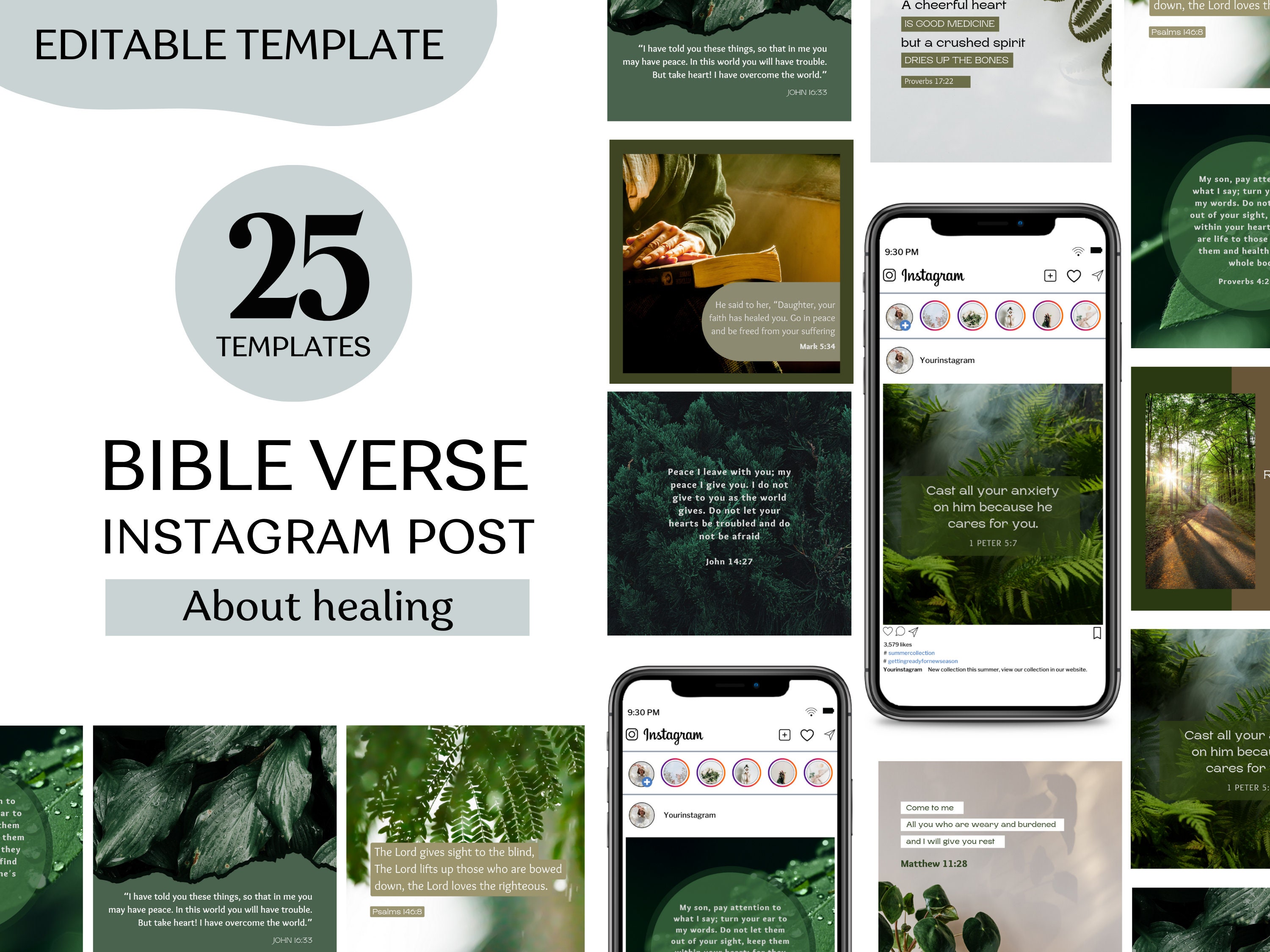 25 Bible Verse Instagram Canva Template, Christian Instagram Post ...