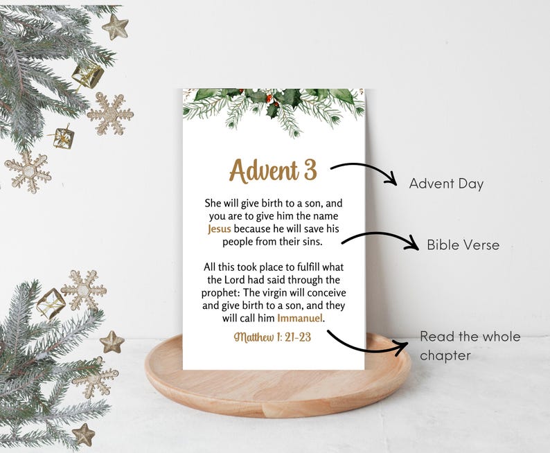 Printable Nativity Story Advent Calendar Cards: Christmas Scripture ...