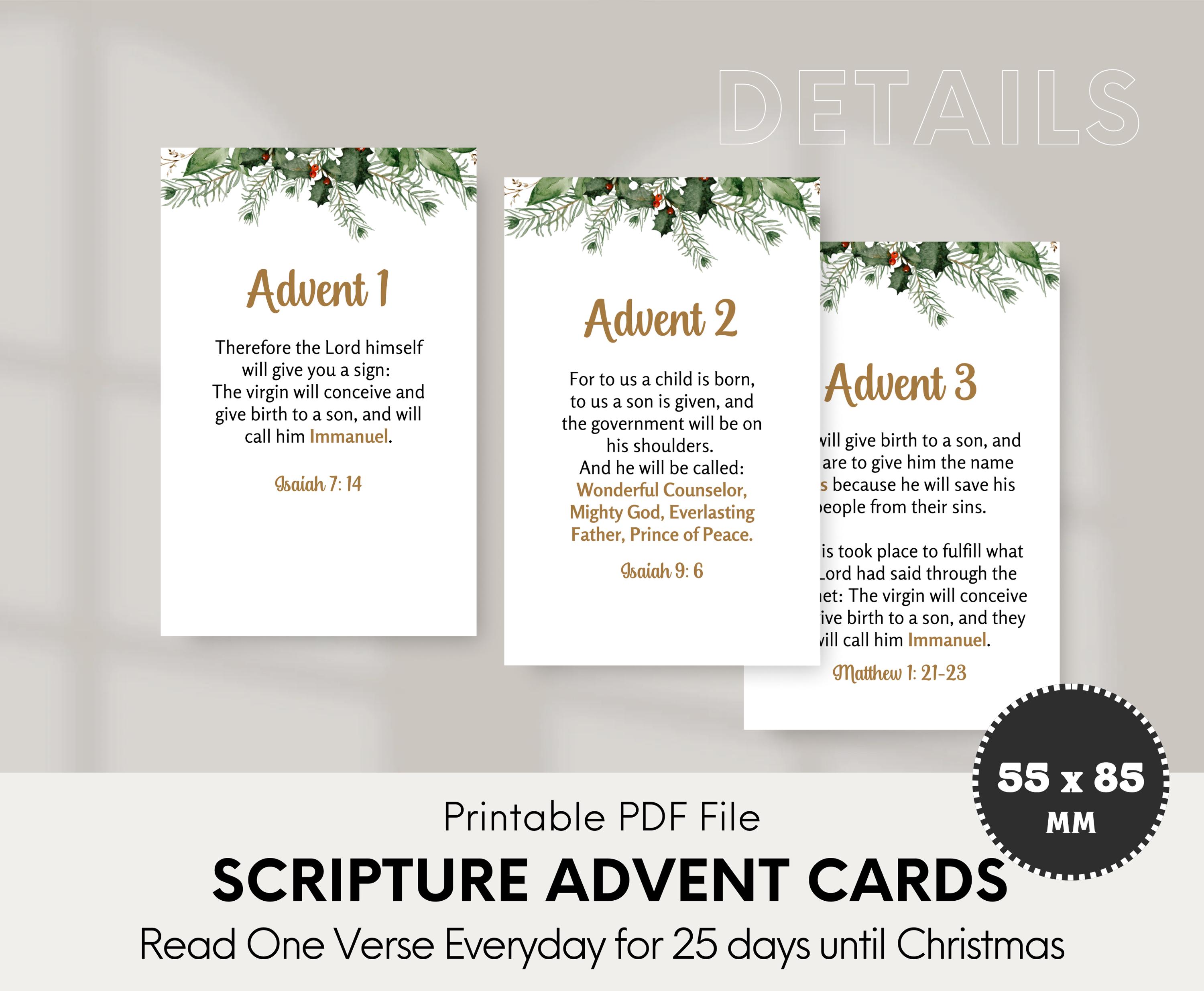 Scripture Advent Calendar for Printable, Christmas Countdown, Bible ...