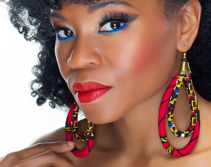 Ankara African Hoop Earrings OOAK Ankara Earrings Unique - Etsy