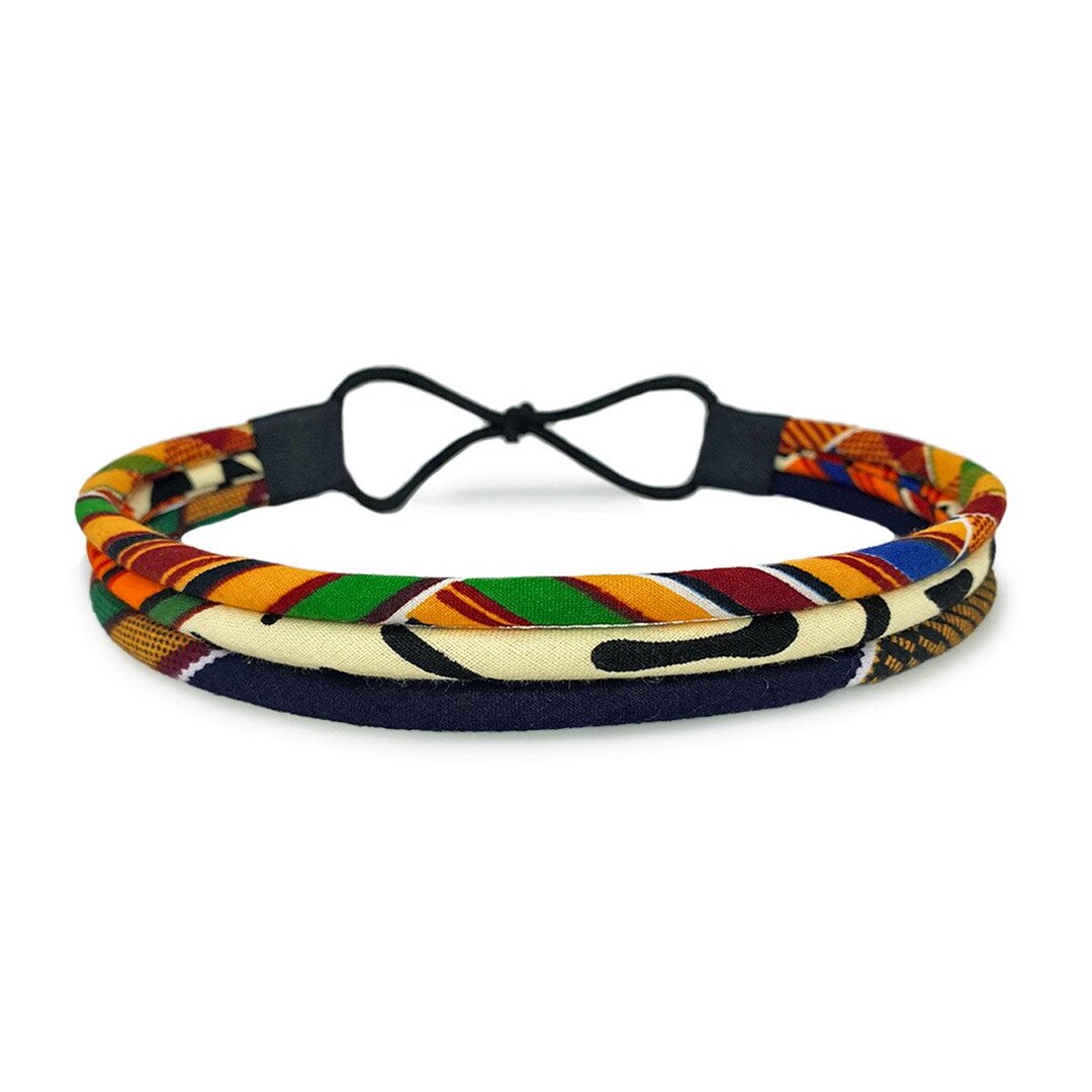 African Print Hairband Headwrap| Orange Kente 3 Strand Headband ...