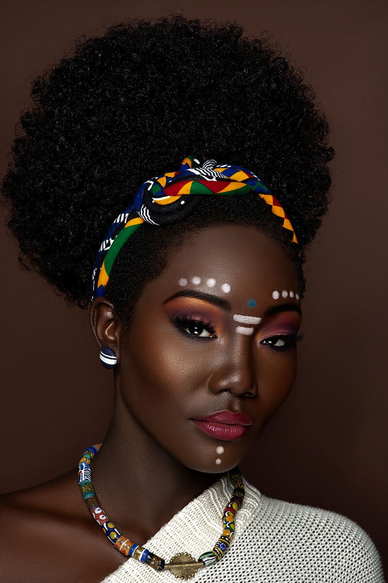 African Head Piece for Women 3 Strand Blue White Green - Etsy