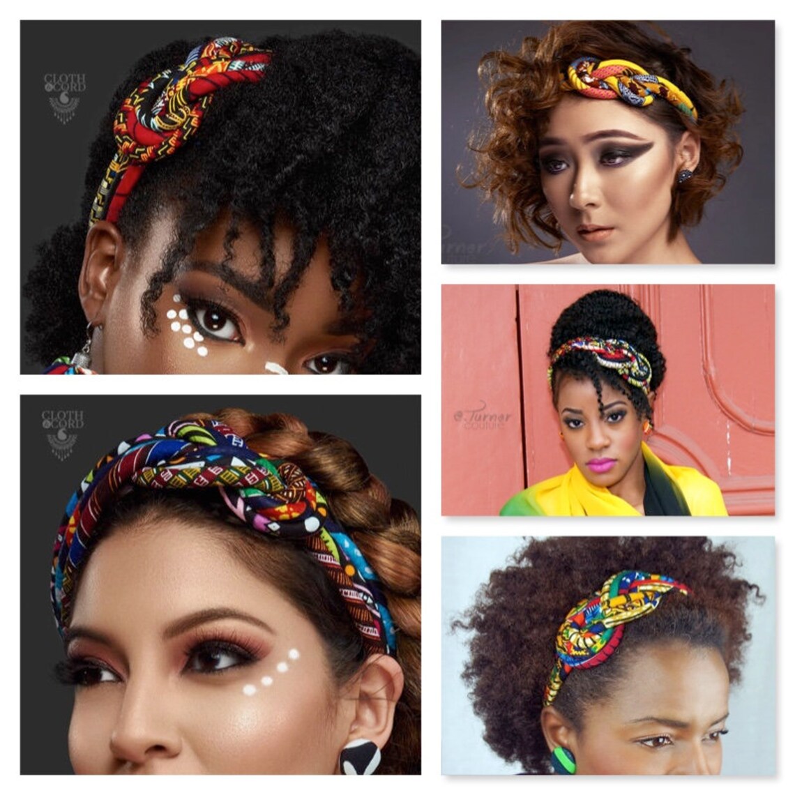 African Headpiece for Women | 3 Strand Kente Print Headwrap | Orange ...