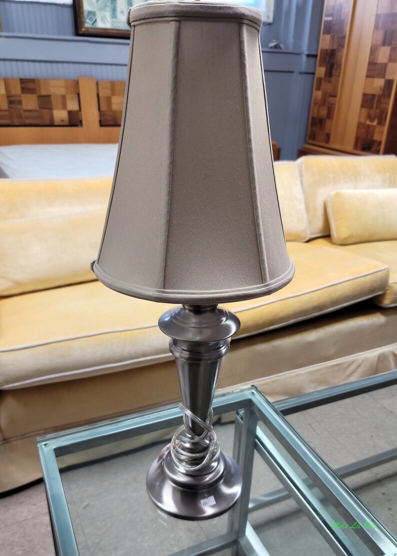 Pair of Brushed Nickel Table Lamps - Etsy