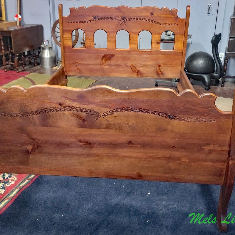 Vintage Wooden Bed Frame - Etsy