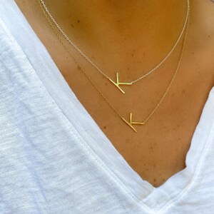 Sideways Letter K Necklace, Sterling Silver Initial Jewelry - Etsy