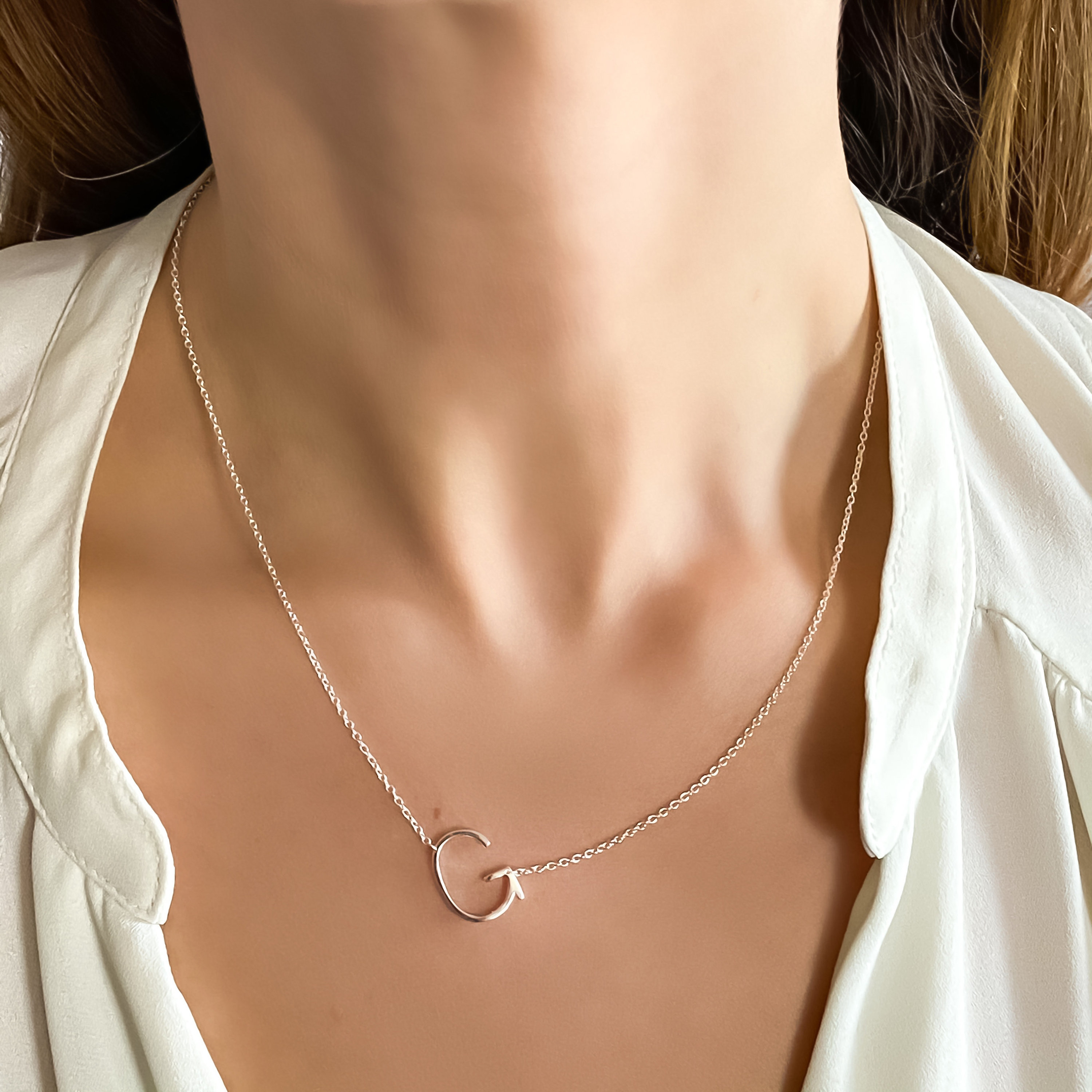 Initial Necklace Letter G Necklace Personalized Necklace | Etsy