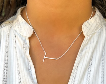 Letter T Necklace - Etsy