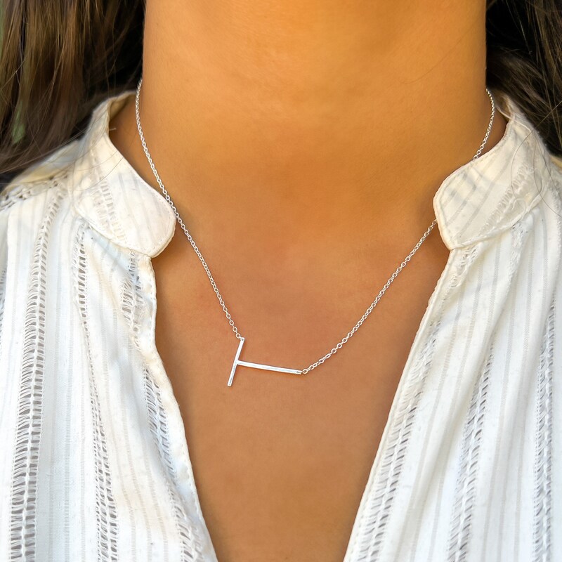 Initial Sideways Pendant - Etsy