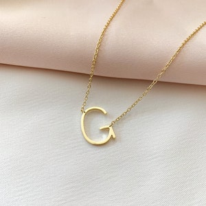 Initial Necklace, Letter G Necklace, Personalized Necklace, Sideways ...