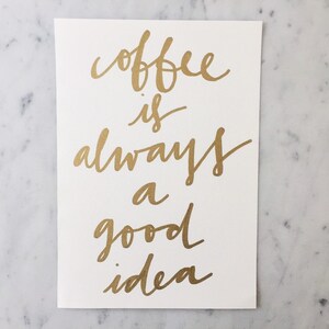 Custom A4 Hand Drawn Metallic Gold Lettering Sign / Coffee Sign / Made ...