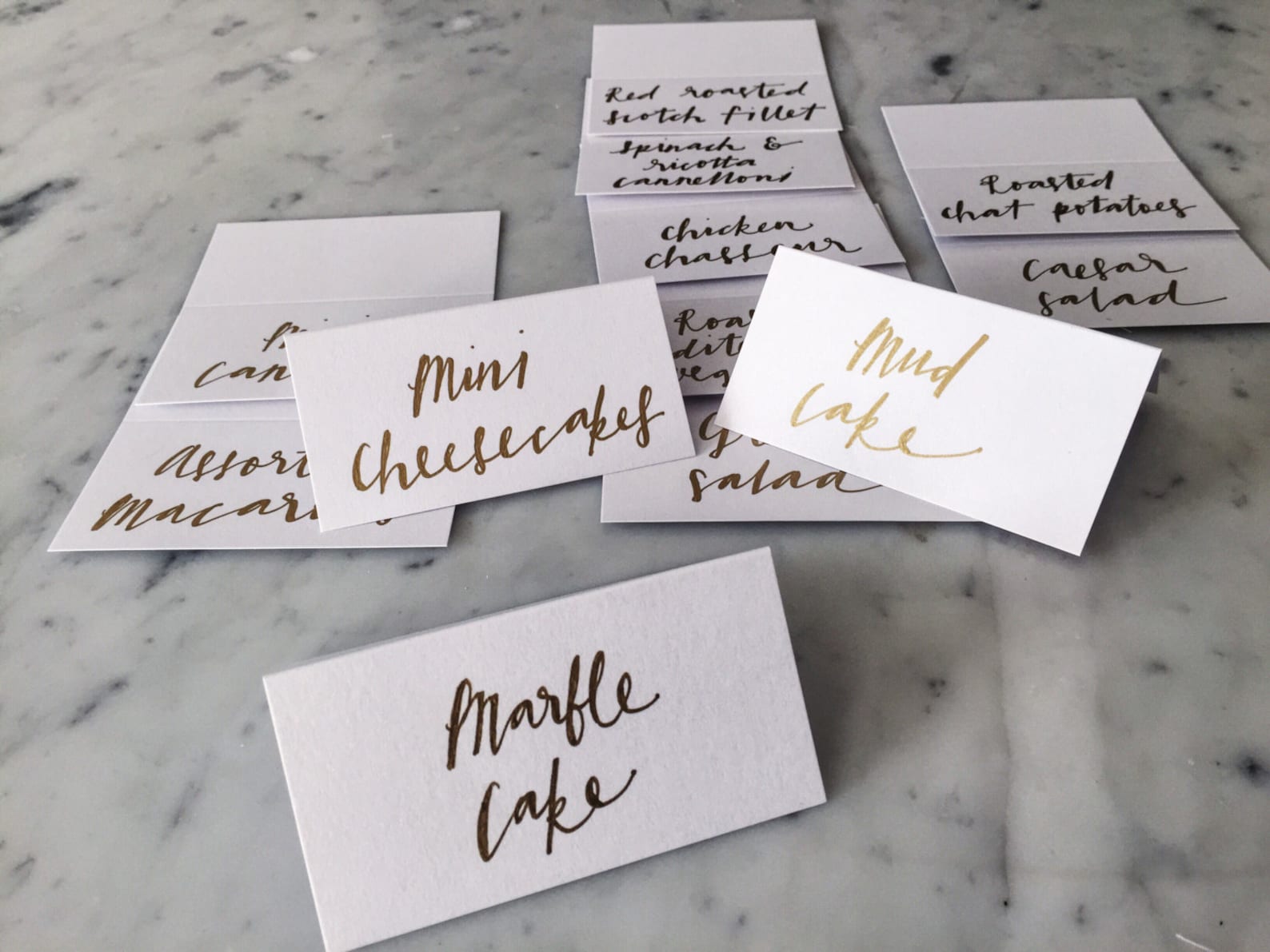 Custom Hand Drawn Metallic Gold Copper Lettering Sign / Dessert Name ...