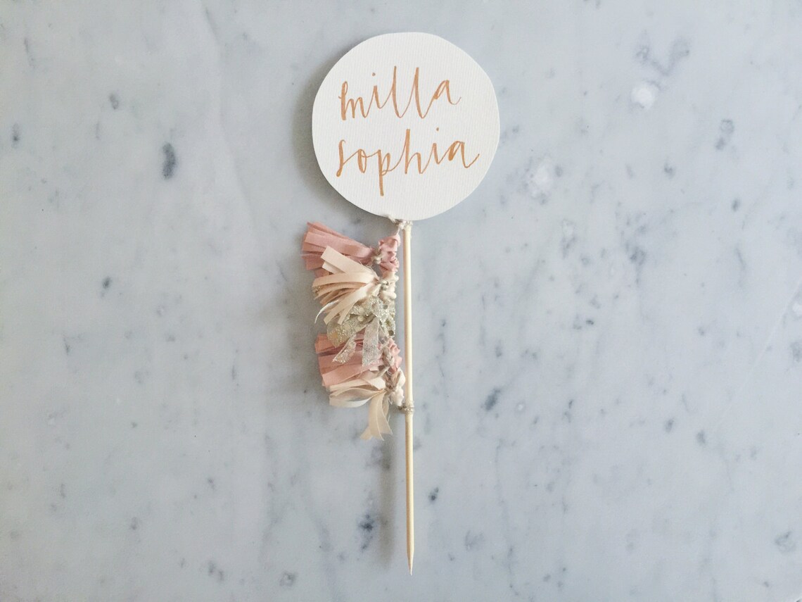 Cake Topper / Rose Gold Modern Calligraphy / Custom Hand - Etsy Australia