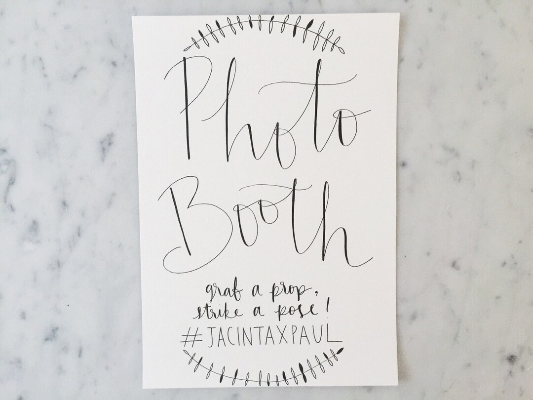 Custom A4 Hand Drawn Modern Lettering Sign / Photobooth / Photo Booth ...