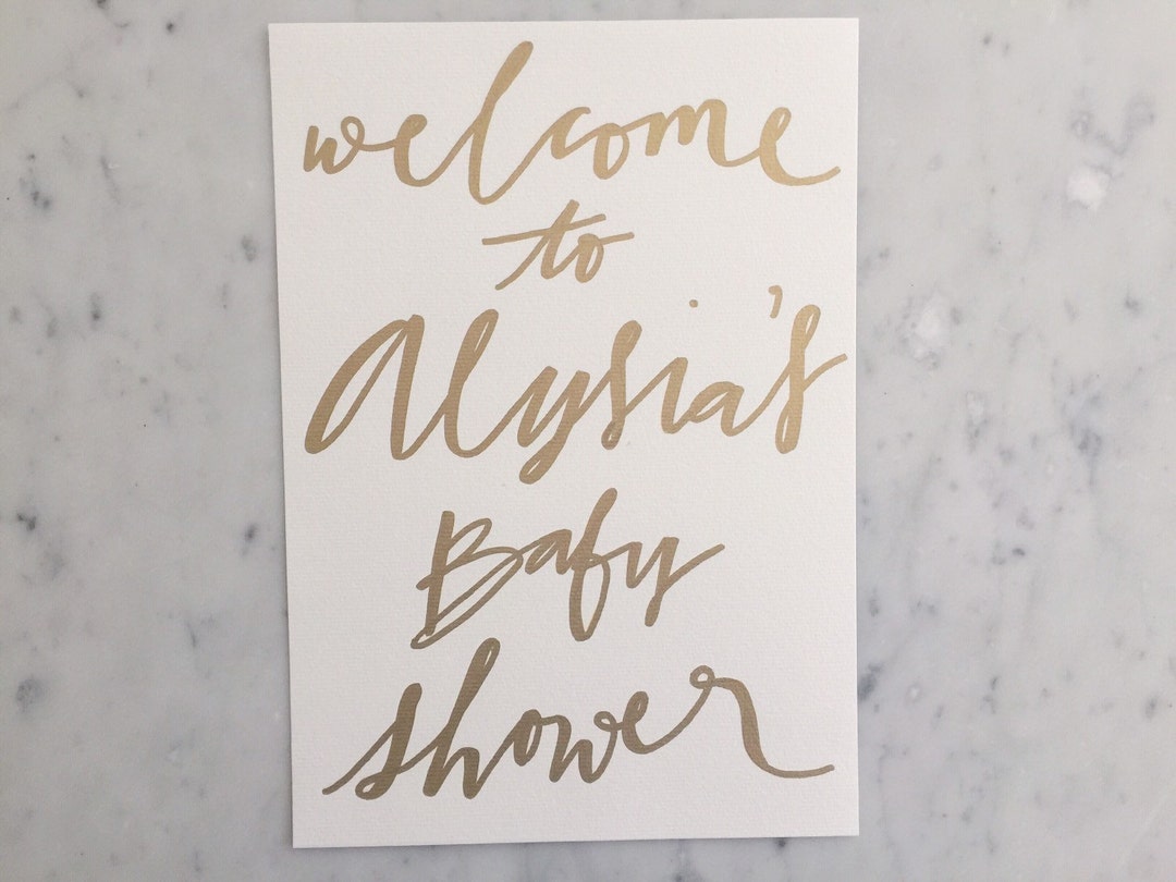 Custom A4 Hand Drawn Metallic Gold Lettering Sign / Welcome to Baby ...