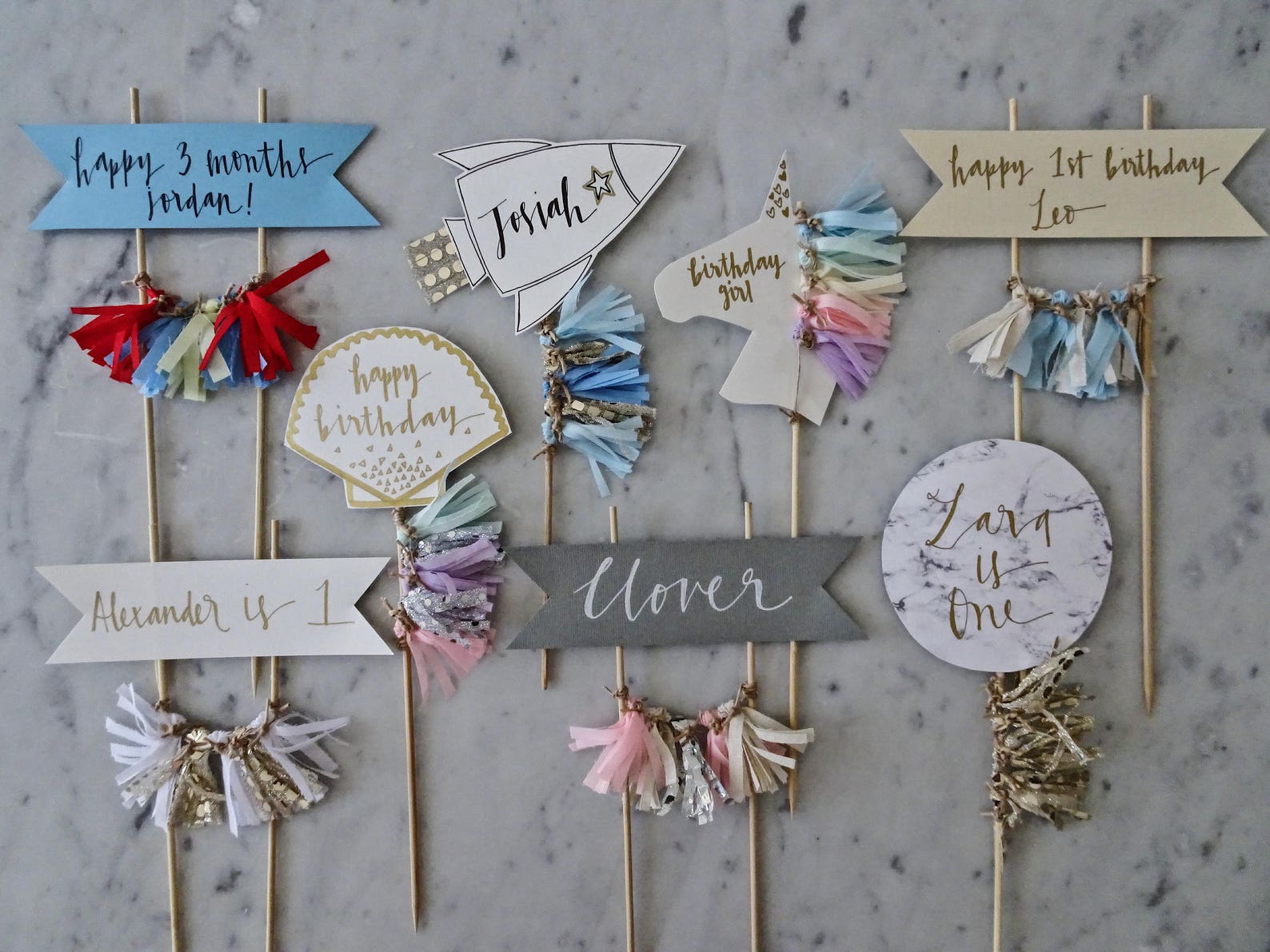 Rocket Cake Topper / Modern Calligraphy / Custom Hand Lettered / Blue ...