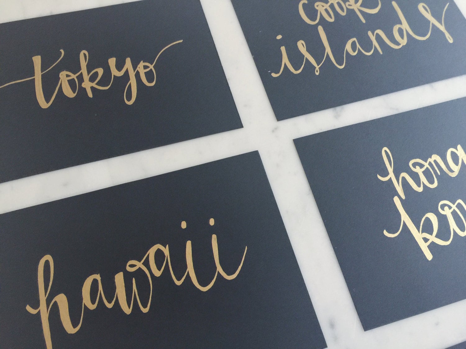 Custom A5 Hand Drawn Metallic Gold Lettering Sign / Black Card / Table ...