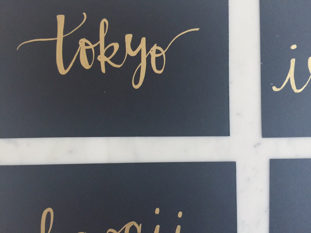 Custom A5 Hand Drawn Metallic Gold Lettering Sign / Black Card / Table ...