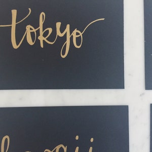 Custom A5 Hand Drawn Metallic Gold Lettering Sign / Black Card / Table ...