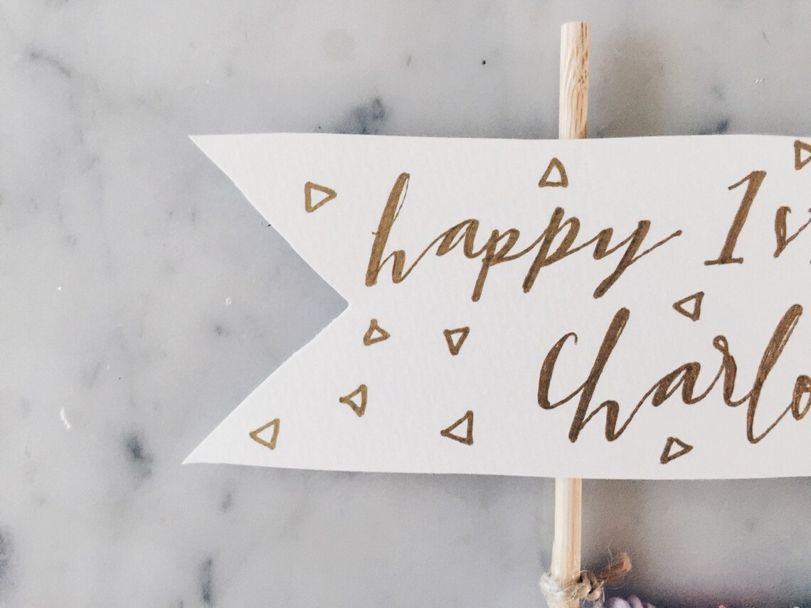 Cake Topper / Gold Modern Calligraphy / Custom Hand Lettered/ Unicorn ...