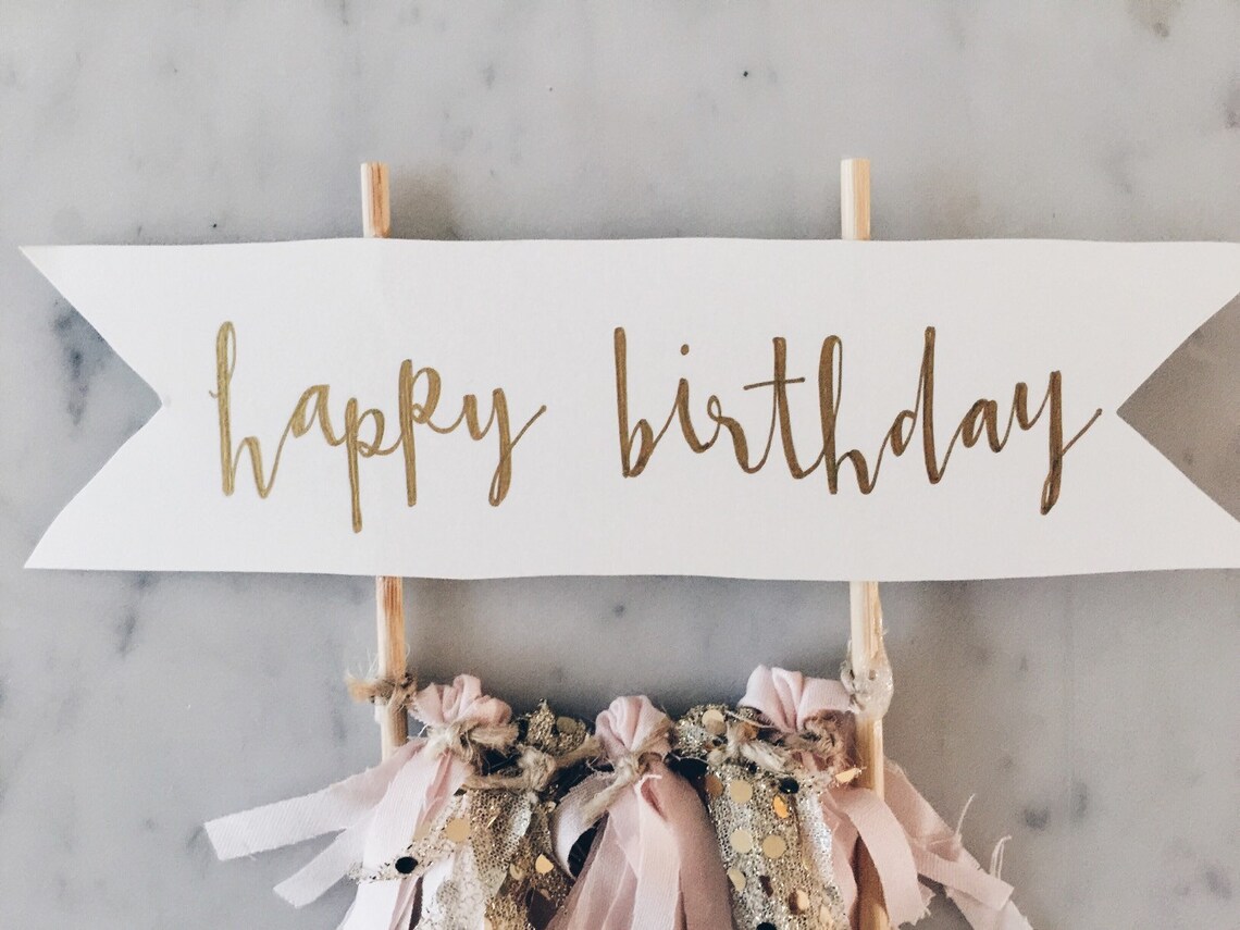 Cake Topper / Gold Calligraphy / Custom Hand Lettered/ Blush Pink Gold ...