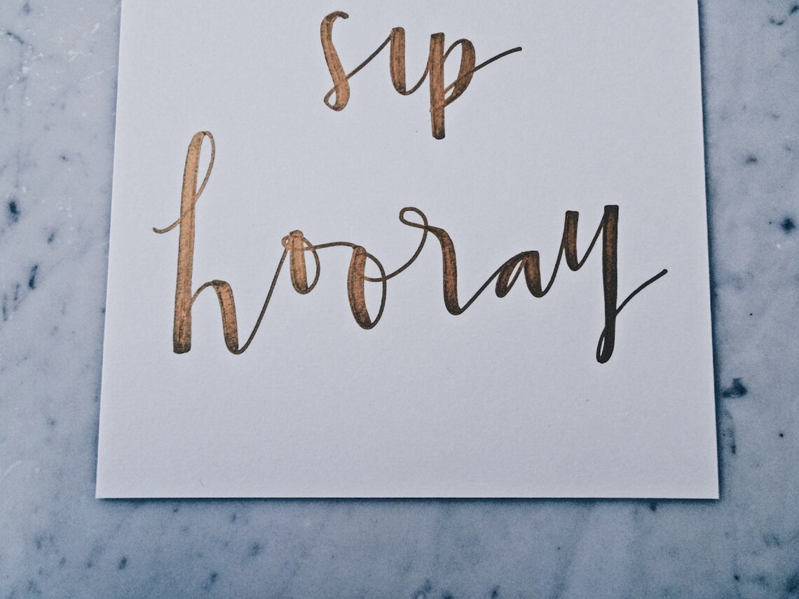 Custom A4 Hand Drawn Metallic Gold Lettering Sign / Drinks / - Etsy