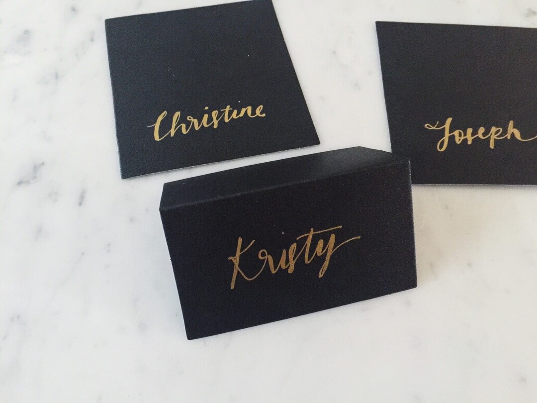Custom Hand Lettered Metallic Gold Lettering Sign / Name Cards Tags ...