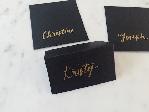 Custom Hand Lettered Metallic Gold Lettering Sign / Name Cards | Etsy