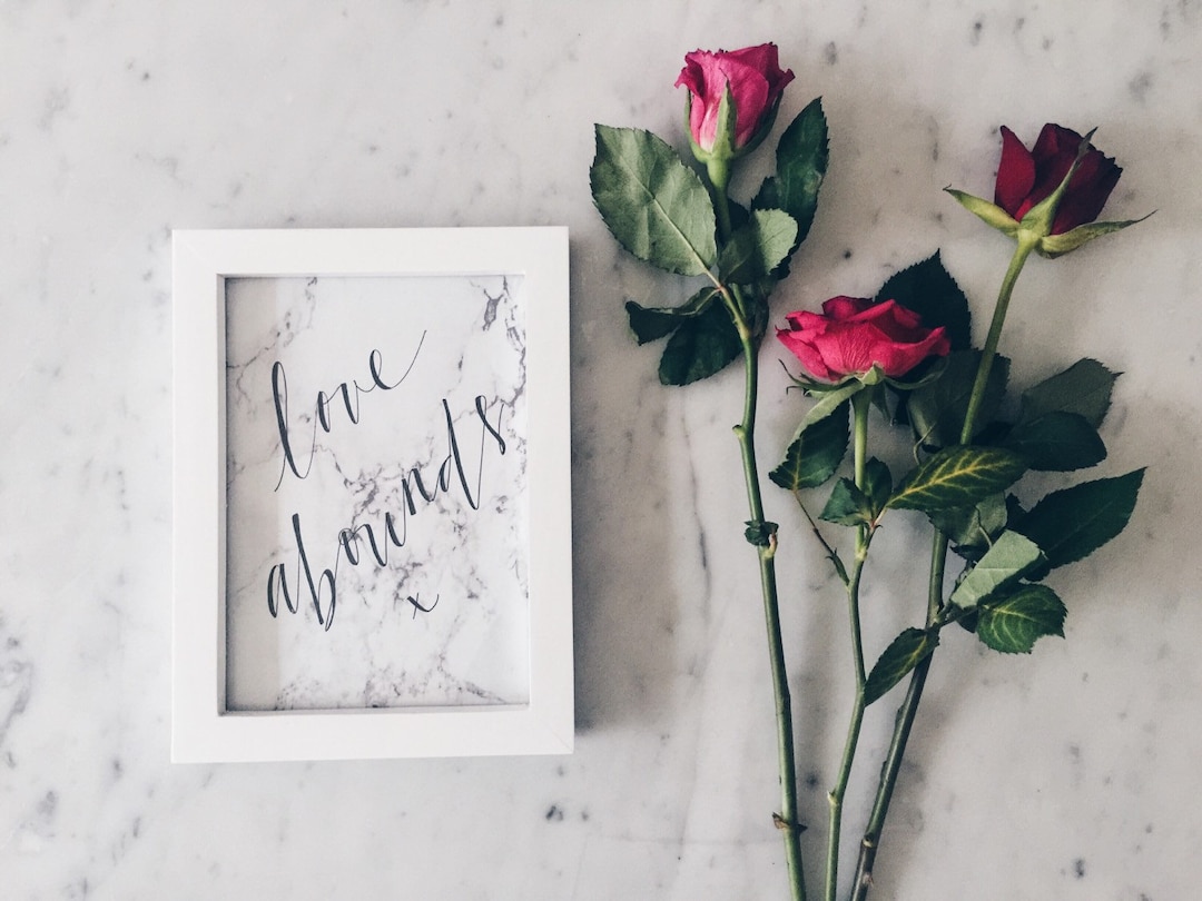 Custom Ink Calligraphy Home Decor / Includes Frame / Marble Print Paper ...