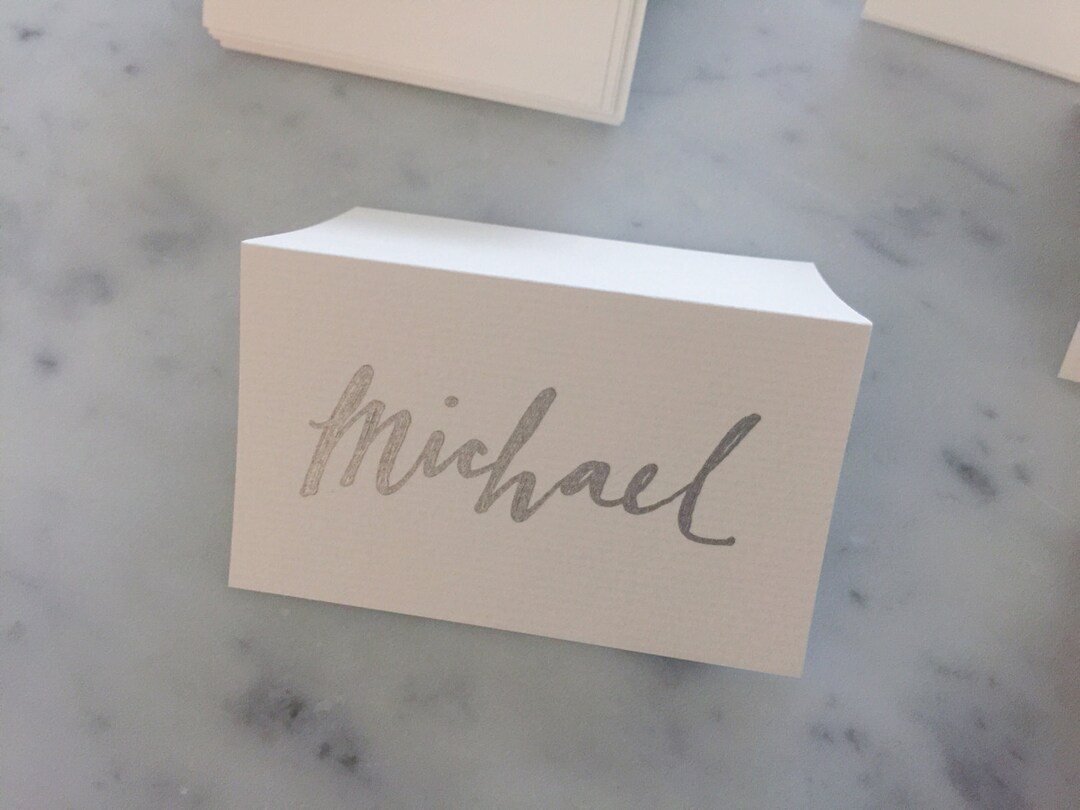 Custom Hand Drawn Metallic Silver Lettering Sign / Name Cards Tags ...