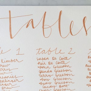 Custom A3 Hand Drawn Metallic Rose Gold Lettering Sign / Table Seating ...