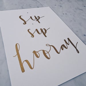 Custom A4 Hand Drawn Metallic Gold Lettering Sign / Drinks / Sip Sip ...