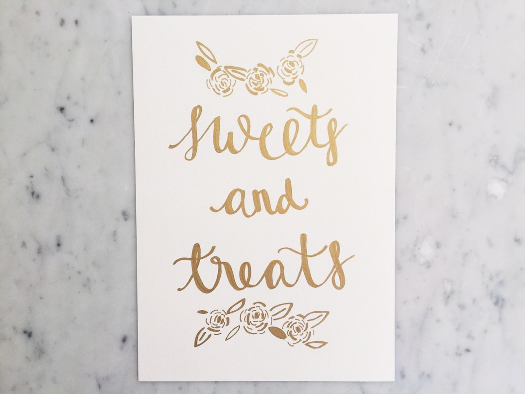 Custom A4 Hand Drawn Metallic Gold Lettering Sign / GARDEN LOVE ...