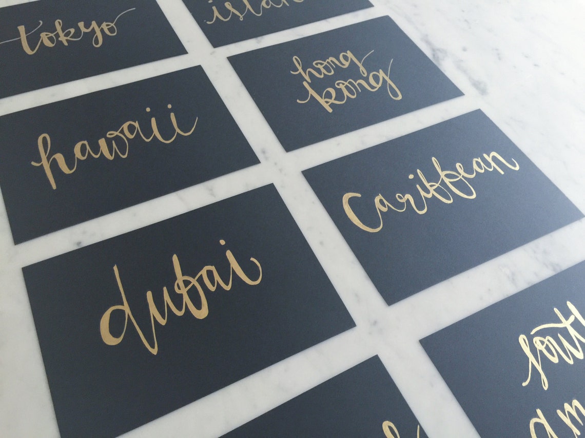 Custom A5 Hand Drawn Metallic Gold Lettering Sign / Black Card / Table ...