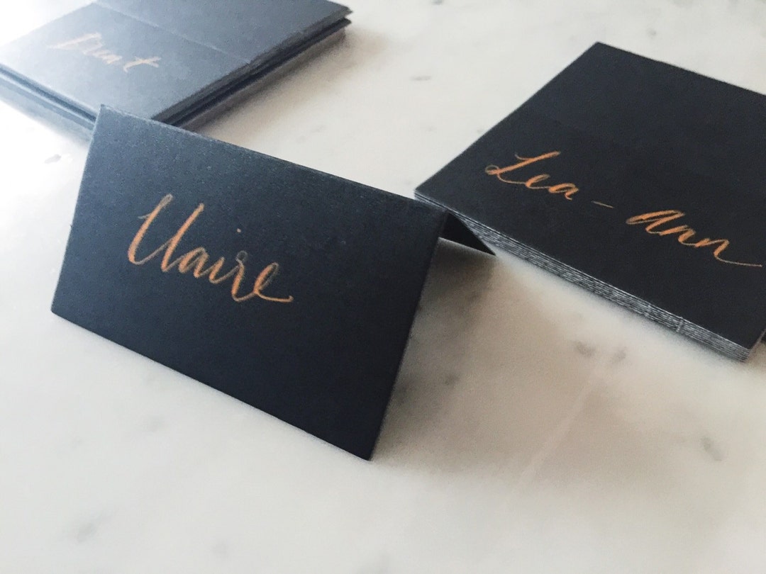 Custom Hand Drawn Metallic Rose Gold Lettering Sign / Name Cards Tags ...