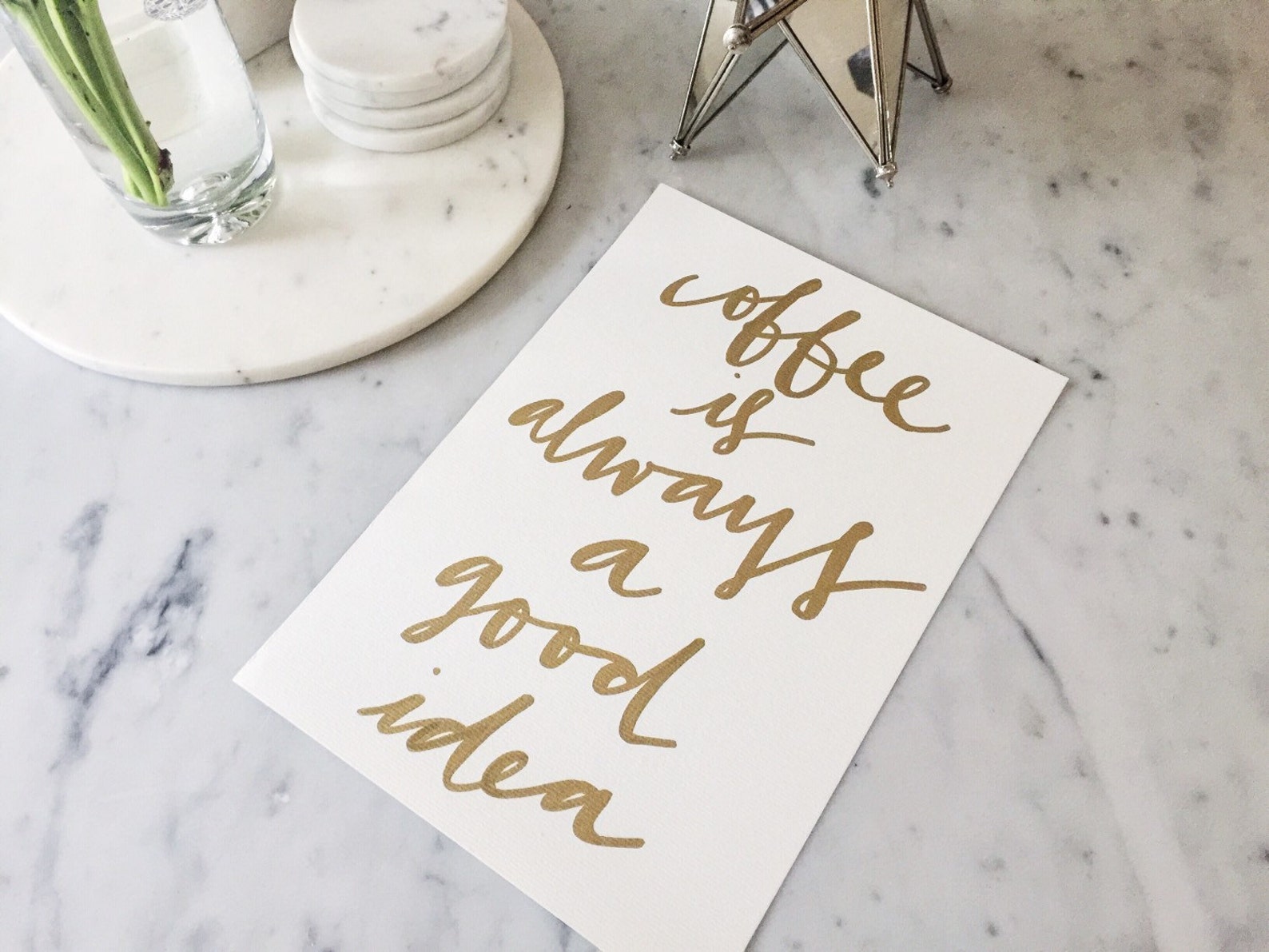 Custom A4 Hand Drawn Metallic Gold Lettering Sign / Coffee Sign / Made ...