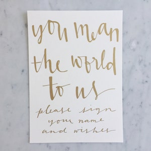 Custom A4 Hand Drawn Metallic Gold Lettering Sign / Guest Book Sign ...