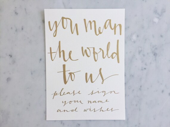 Custom A4 Hand Drawn Metallic Gold Lettering Sign / Guest Book | Etsy